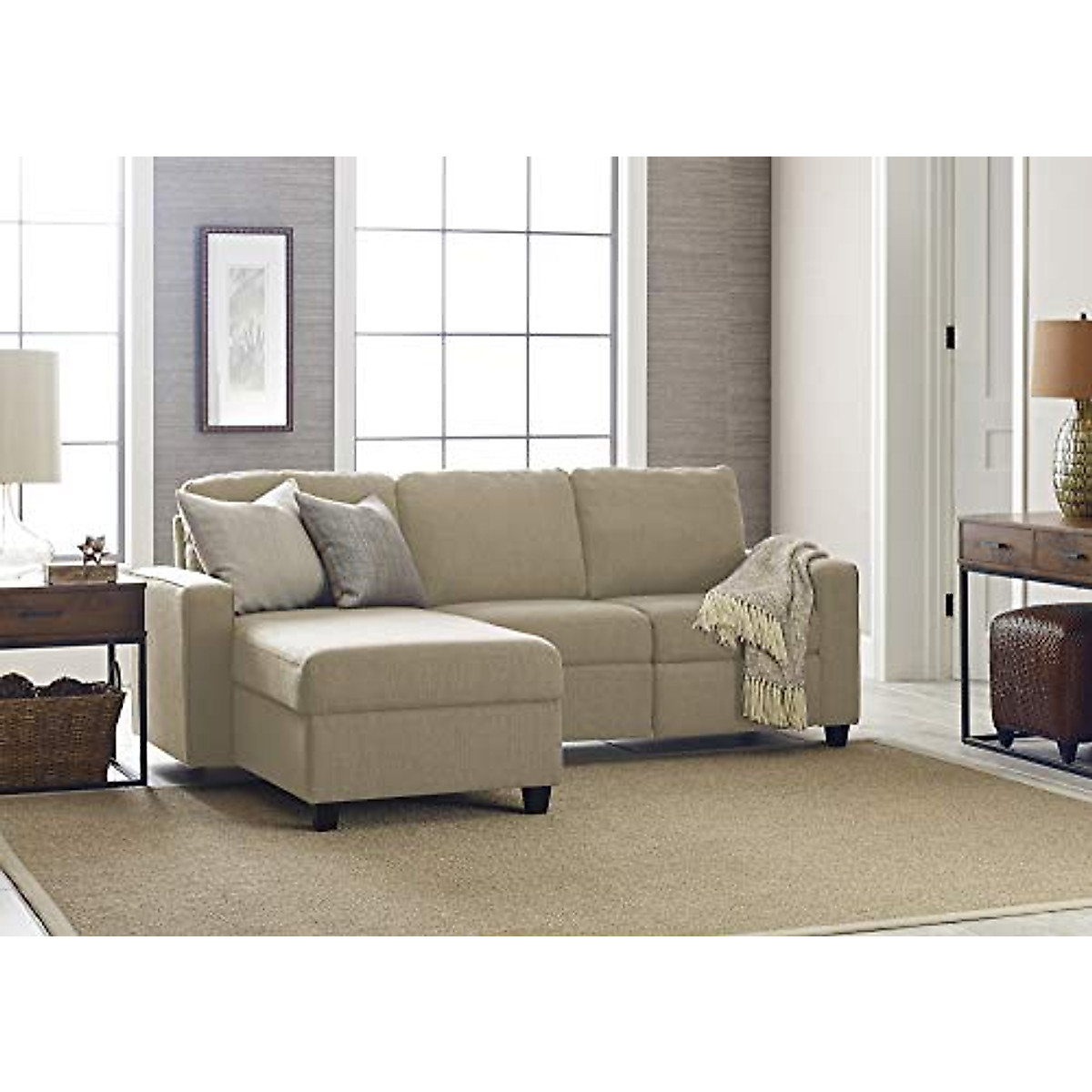 Serta Palisades Reclining Sectional with Left Storage Chaise - Beige