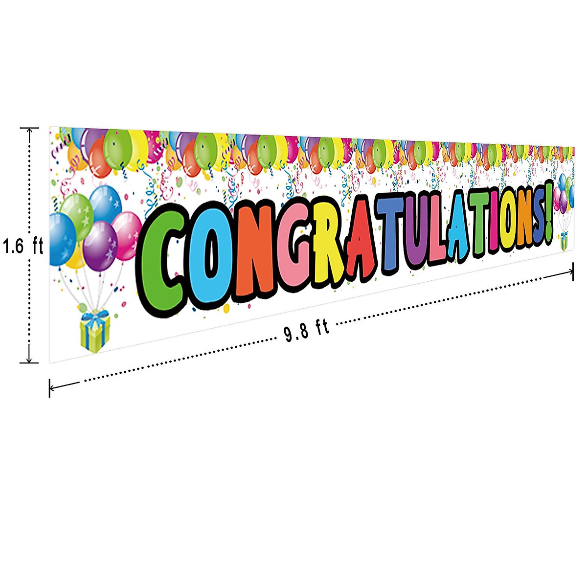 Large Congratulations Banner, 2024 Graduation Congrats Banner, Birthday Engagement Wedding Baby Shower Retirement Job Promotion Party Supplies Decorations (9.8 x 1.6 feet)