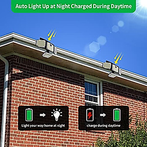 VORZU Solar Motion Light Outdoor, LED Security Flood Lighting with 3 Modes, Dusk to Dawn Sensor Luminaires Waterproof Exterior Wall Lamp for Garage, Garden, Yard, Patio and Porch, 2 Pack
