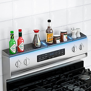 Silicone Magnetic Stove Top Shelf: Over the Stove Spice Rack for 20"/24"/30" Length, Non-Slip Oven Shelf for Top of Stove, Magnetic Shelf for Kitchen Stove with 3 Sections, Shelf for Back of Stove