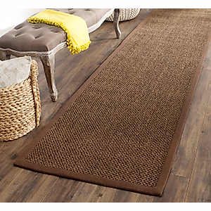 SAFAVIEH Natural Fiber Collection Runner Rug - 2'6" x 6', Brown & Brown, Border Sisal Design, Easy Care, Ideal for High Traffic Areas in Living Room, Bedroom (NF443D)