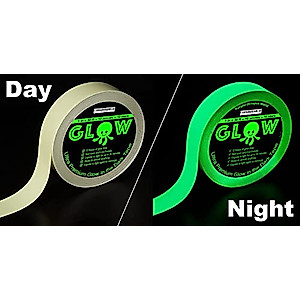 Best Glow in The Dark Tape 1 in x30 ft+10 Arrows+10 Stars -Bright, Long-Lasting Fluorescent Tape for Halloween,Outdoor, Night Decorations, Safety, Stairs, Theater