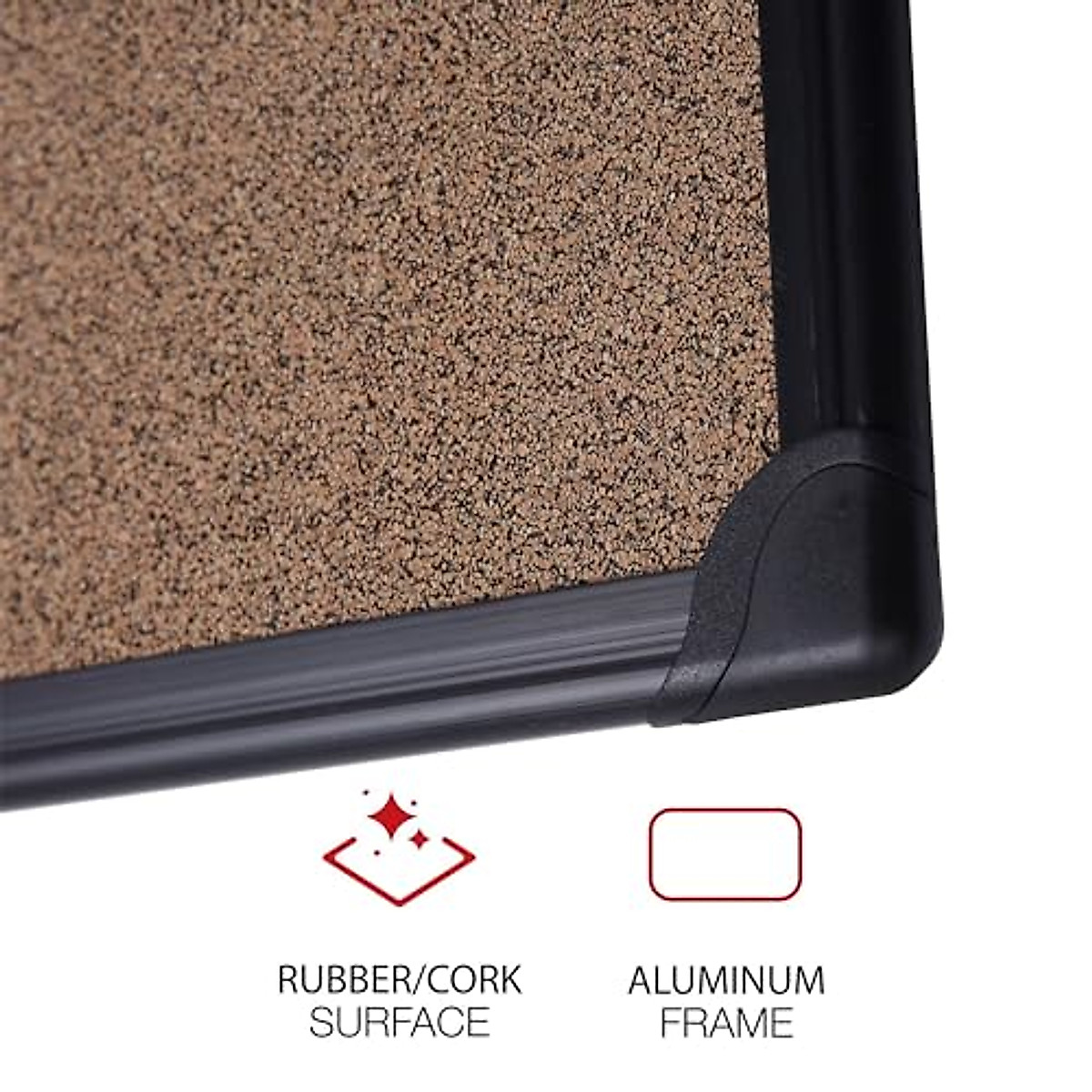 Universal UNV43022 36 in. x 24 in. Tech Cork Board - Black Plastic Frame