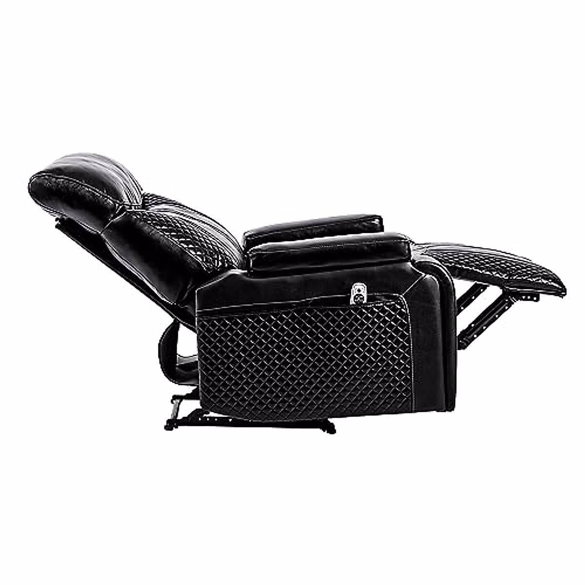 HOMYEDAMIC Recliner Chair Set of 2 with Massage Heated, Home Leather Movie Theater Seating Big High Loveseat Two Double Recliner Chair Sofa with USB Ports Cup Holders (9041-BLACK-2)