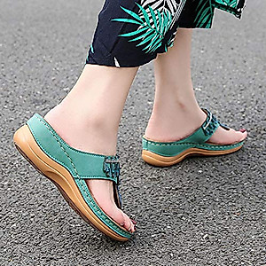 justHIGH Women's Sport Flip Flops Comfort Casual Thong Sandals Outdoor Platform Wedge Sandals Casual Shoes