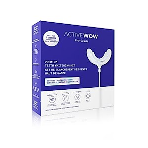 Active Wow 24k White Premium Teeth Whitening Kit - LED Teeth Whitening Kit, Teeth Whitening Light, Fluoride Free, Teeth Whitening Kit with LED Light - Mint Flavor, 30 Treatments
