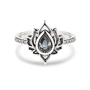 Story Jewellery Lotus Folower Promise Rings for Women, Silver Plated Dainty Lotus Flower Rings for Daughter Friends Lovers, Birthday Christmas Valentines Gifts for Women (friend plated 08)