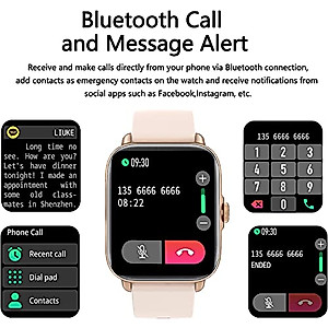 Ryscom Smart Watch for Woman Digital Social Networks Notifications Sports Luxury Casual Sports Call Bluetooth Calls Bluetooth goldesn Pink Notifications