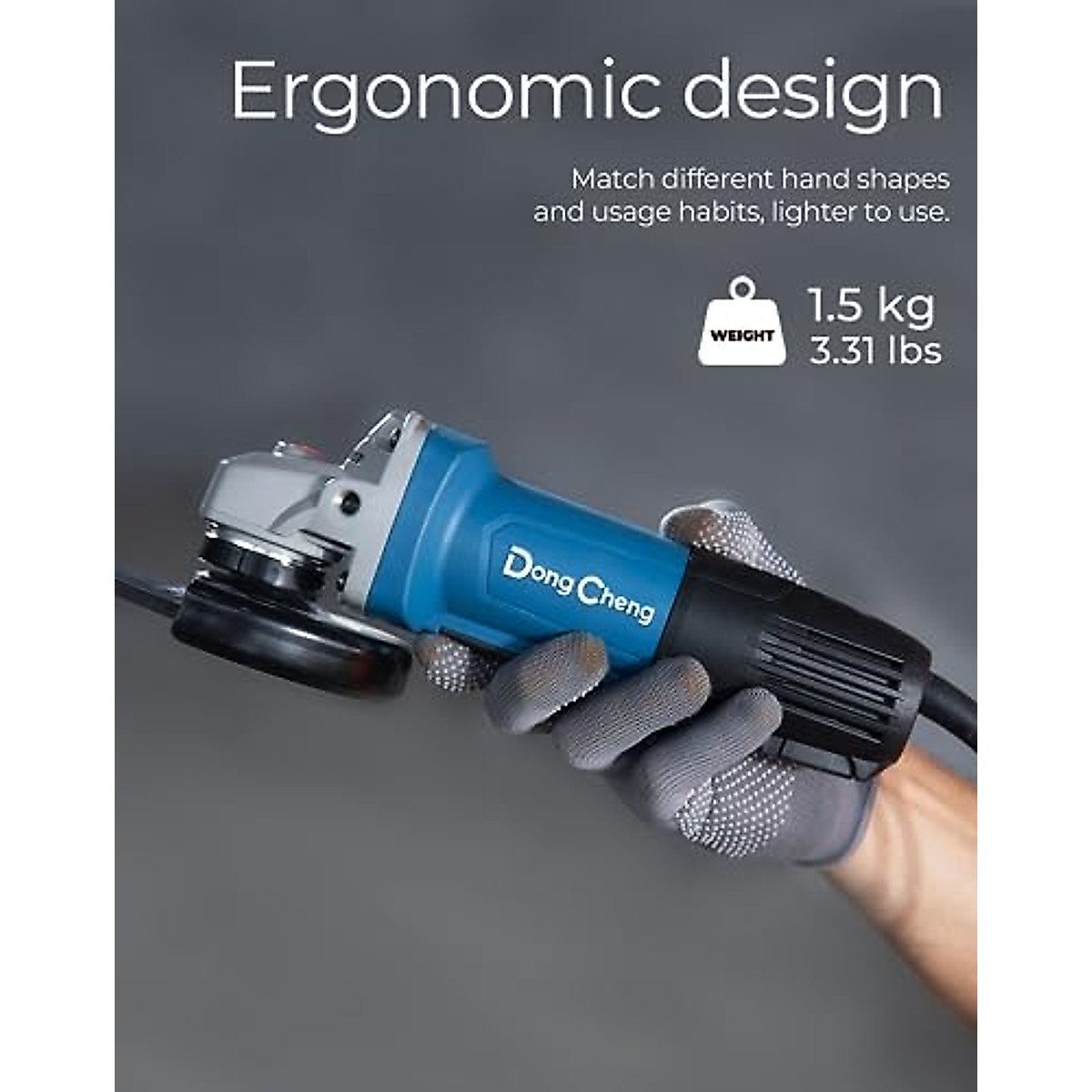DongCheng Angle Grinder 4-1/2 inch 6.7-Amp Paddle Switch Cut off Tool 11800RPM Electric Grinder Power Tools with Cutting & Grinding Wheels, Flap Discs, Auxiliary Handle for Wood Metal & Rust Removal