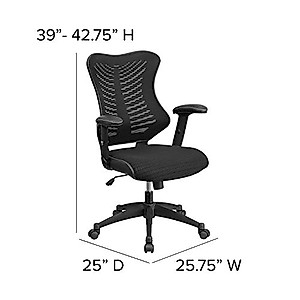 Flash Furniture Kale High Back Designer Black Mesh Executive Swivel Ergonomic Office Chair with Adjustable Arms