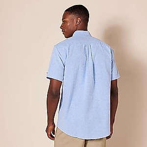 Amazon Essentials Men's Regular-Fit Short-Sleeve Pocket Oxford Shirt, Blue, X-Large
