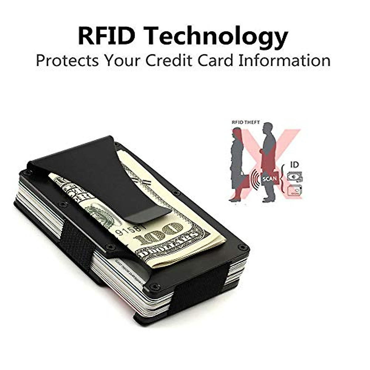 Golden^Li Metal Card Holder Money Clip, RFID Blocking Slim Carbon Fiber Wallet Minimalist Credit ID Card Holder for Men (set 2)