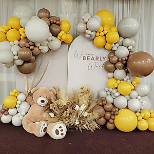 Captank Double Stuffed Mustard Yellow Brown White Sand Balloons Garland Arch Kit Dark Lemon Coffee Pastel Balloons For Daisy Bee Sunshine Sunflower Birthday Baby shower Gender Reveal Graduation