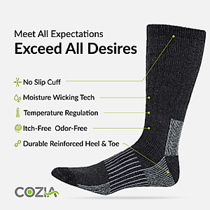 Merino Wool Socks Casual Warm Socks for Winter Cozy Boot Socks for Men & Women Black ML
