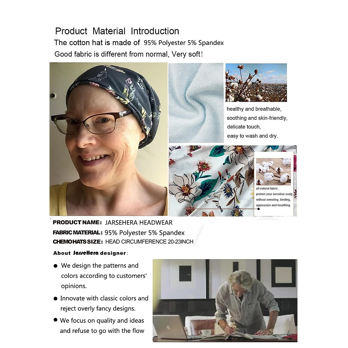 JarseHera Womens Slouchy Beanie Cotton Chemo Caps Cancer Headwear Hats Turban