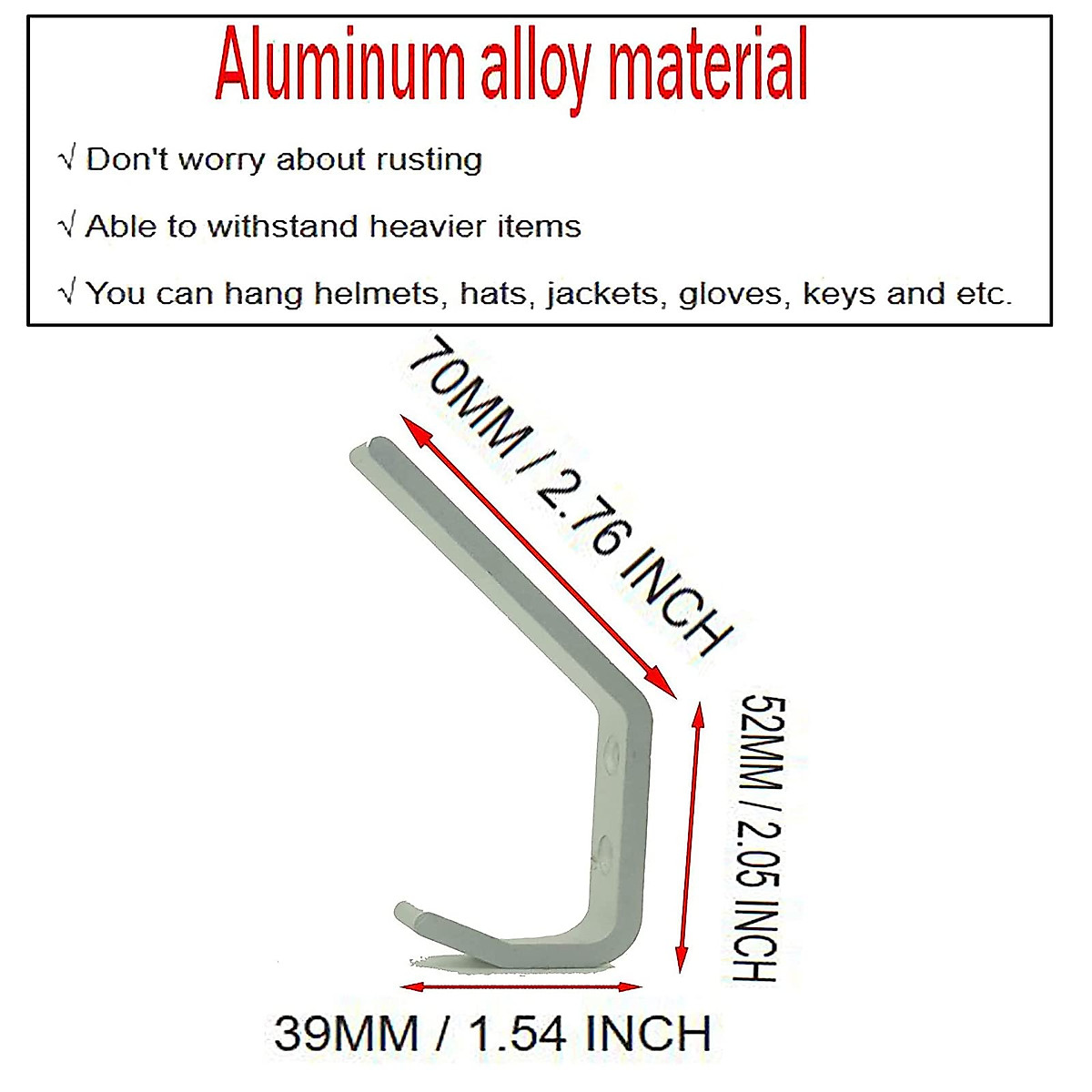 Pmsanzay 2/PK Helmet Holder Hook, Sturdy Helmet Display Rack, Wall Mounted Helmet Storage Rack Hanger, for Motorbike Jacket Wall Display Rack, Stainless Steel- Hardware Included Easy to Install.