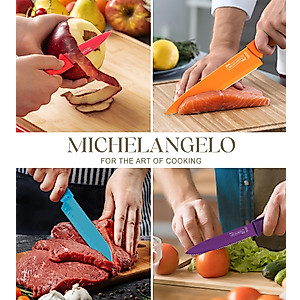 MICHELANGELO Kitchen Knife Set 10 Piece, Rainbow Knife Set for Kitchen, High Carbon Stainless Steel Kitchen Knives Set, Kitchen Knife Set with Covers, Colorful Knife Set- 5 Knives and 5 Knife Covers