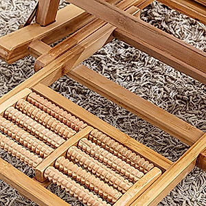 Lounge Chair, Wood Rocking Chair - Foldable Patio Rocker Bench with Pad, Adjustable Recliner for Garden Backyard (Color : with Brown Cushions, Size : with Blue Cotton Pad)