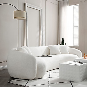 LyuHome 101.4" Curved Sofa Couch, Modern Boucle Couch, Comfy Cloud Couch, Luxury 4 Seat Cushion Couch with Pillows for Living Room/Apartment Beige