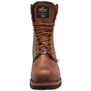 Thorogood Logger Series 9” Waterproof Insulated Steel Toe Work Boots for Men - Premium Leather with 400g Thinsulate and Vibram Slip-Resistant Heel Outsole, Trail Crazyhorse - 9.5 XW US