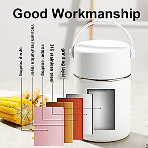 Livefunni Vacuum Insulated Thermos for Hot or Cold Food, 33oz Premium 316 Stainless Steel Food Flask with Foldable Spoon and Handle, Leakproof Thermal Food Jar Soup Container for Adults/Kids (Blue)