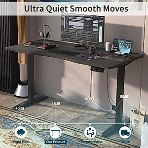 Monomi Height Adjustable Electric Standing Desk, 55 x 28 Inches Stand up Desk, Sit Stand Home Office Computer Desk(Black Frame+Marble Black Top)