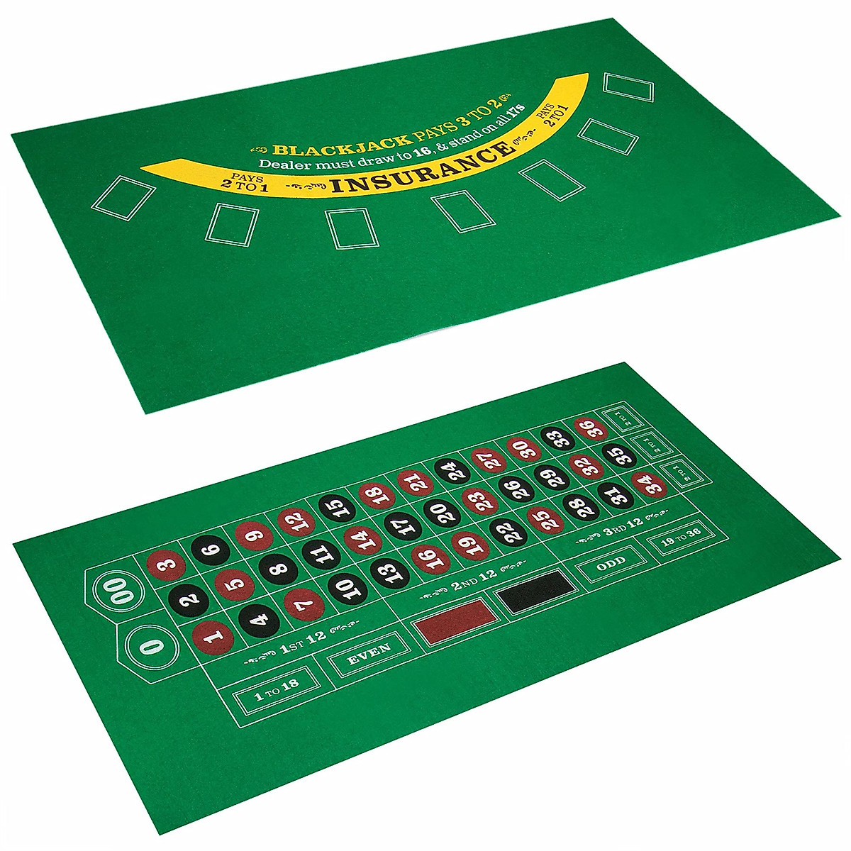 Brybelly Blackjack and Roulette Table Felt | Gaming Mat Perfectly Sized to Fit Most Dining Room Tables | Roll Out Felt for Casino, Gambling Games | Double-Sided Felt for Casual and Entry Level Gamers