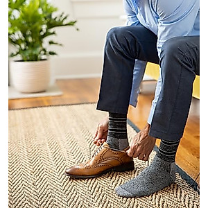 Dr. Scholl's Men's 2 Pack Non-binding Diabetes and Circulatory Odor Resistant Crew Casual Sock, Khaki/Black, Shoe Size 13-15 US