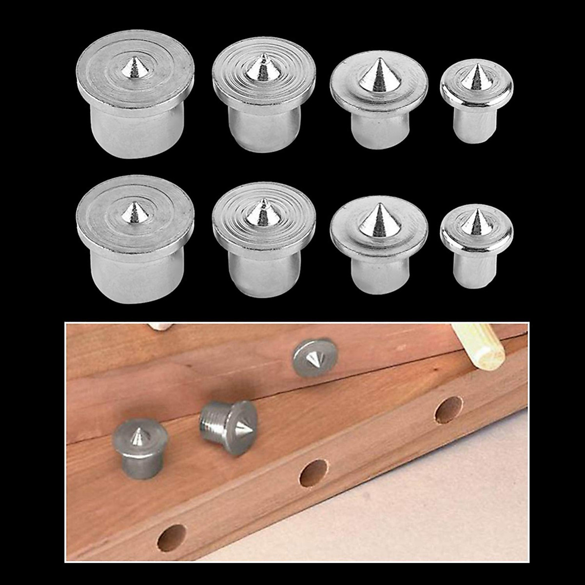 Yitaocity 16Pcs 6/8/10/12mm Center Points Pin Set Drill Dowel Pin Centre Dowel Centre Point for Woodwork Drill Tools Accurate Drilling Proper Dowel or Tenon Placement
