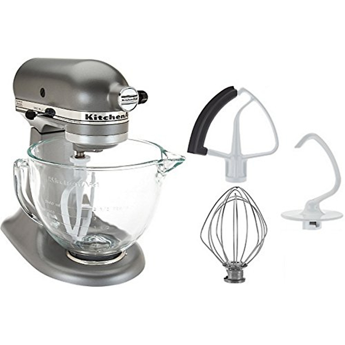 KitchenAid 5-Quart Tilt-Head Stand Mixer with Glass Bowl and Flex Edge Beater - Silver