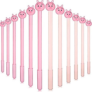 24 Pieces Cute Pig Writing Pen Pig Gel Ink Pen Pink Pig Roller Ball Gel Ink Pen with 0.5 mm Fine Point Black Ink Pen for Kids School Office Home Writing Present Supplies