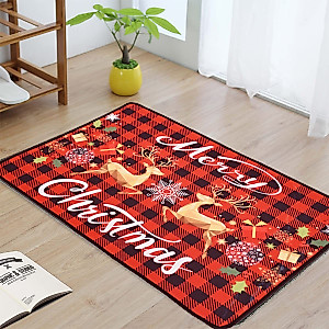 Juephe Non-Slip Christmas Rugs Christmas Mats 20 x 28.5 Inches， Holiday Rugs Winter Welcome Doormats Floor Mat for Indoor Outdoor Xmas Rug Home Garden Welcome Door mat Style 4