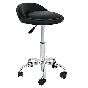 Nova Microdermabrasion Rolling Stool Swivel Salon Stool Chair Adjustable Drafting Stool Tattoo Office Massage Medical Facial Spa Stool with PU Cushion Backrest(Black)