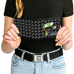 Buckle-Down Nickelodeon Wallet, Bifold, Invader Zim GIR Tacos Pose Taco Monogram Black Gray, Vegan Leather