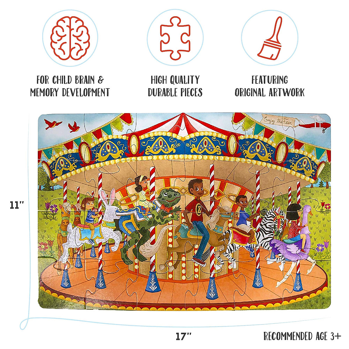 Upbounders- Joyful Carousel - 24 Piece Beginner Puzzles Toddler Kids Age 3-5, Preschool Puzzle with African American-Diverse Children at Play