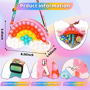 for Girls Xmas Stocking Suffers Birthday Present Toys Valentines Gift Pop Purse Rainbow Cloud Wallet, Stress Release Fidget Toy