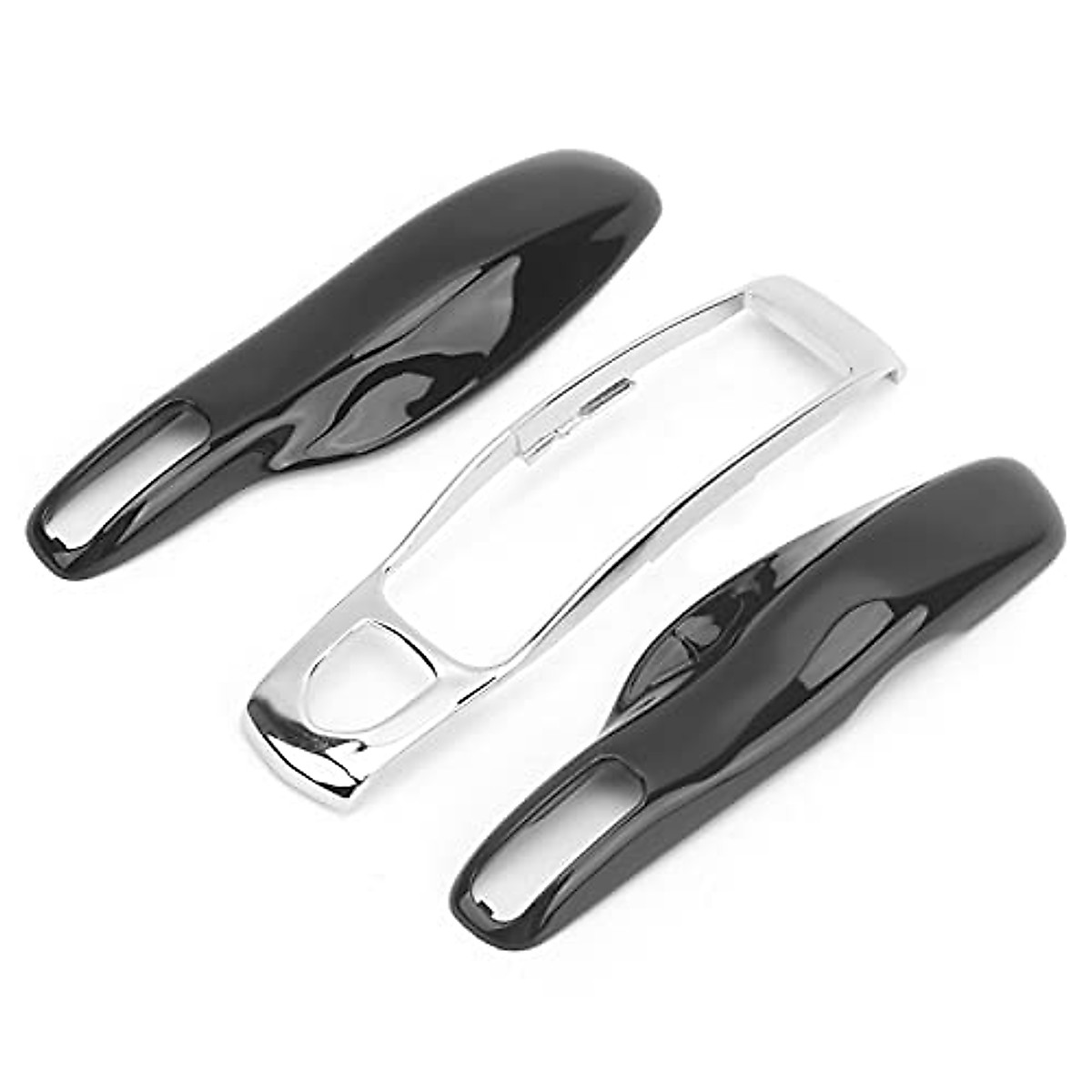 Fydun Key Case Cove Car Remote Key Fob Shell Case Trim Protective Cover for Porsche 911 Panamera Macan Boxster(Baked black + silver shell)