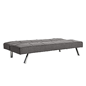 Majnesvon Modern Fabric Sofa Bed Futon with Chrome Legs stainle Leg Convertible Folding Sofa Bed, 3 Angles Adjustable Back for Compact Living Spaces,Apartments Office Dorms (Gray)