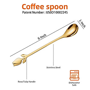 SGVRPVZ Gold Tulip/Rose Handle 12-Pcs Mini Coffee Spoons Set - 6" Stainless Steel for Espresso, Tea, Dessert - Ideal for Demitasse & Small Servings