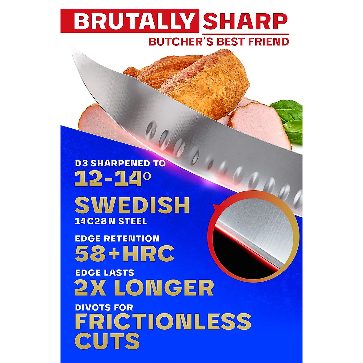 Dalstrong Butcher Knife - 10 inch - Centurion Series - Premium Swedish 14C28N High Carbon Stainless Steel - G10 Handle Meat Kitchen Knife - Razor Sharp Carving Breaking Knife - Sheath Included