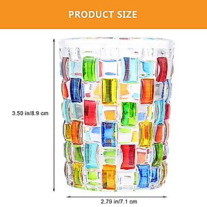 Luxshiny Painted Juice Glasses Painted Cup Painted Juice Cup Dessert Cup Cocktail Cup Glass Containers with Lids Mexican Glass Cups Ribbed Glassware Wine Dinner Party Drinking Glass Crystal