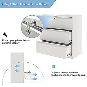 SUXXAN Metal Lateral Filing Cabinet with 3 Drawer,Locking Home Office Steel Files Cabinet with Letter/Legal Size,Anti-tilt Structure,Assembly Required(15.86" D x 35.55" W x 40.86" H)