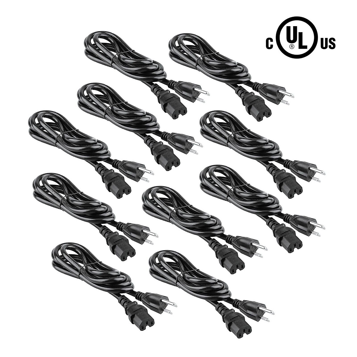 RiteAV- 14 AWG (NEMA 5-15P to C15) Heavy Duty Power Cord 15FT (10 Pack) 5 Meter
