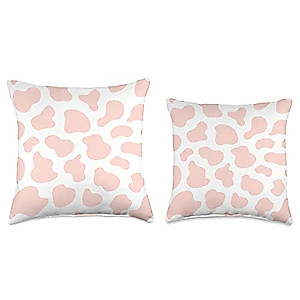 Minimalistic Cow Print Stuff For Girls Aesthetic Cow Print Pastel Pink Throw Pillow, 18x18, Multicolor
