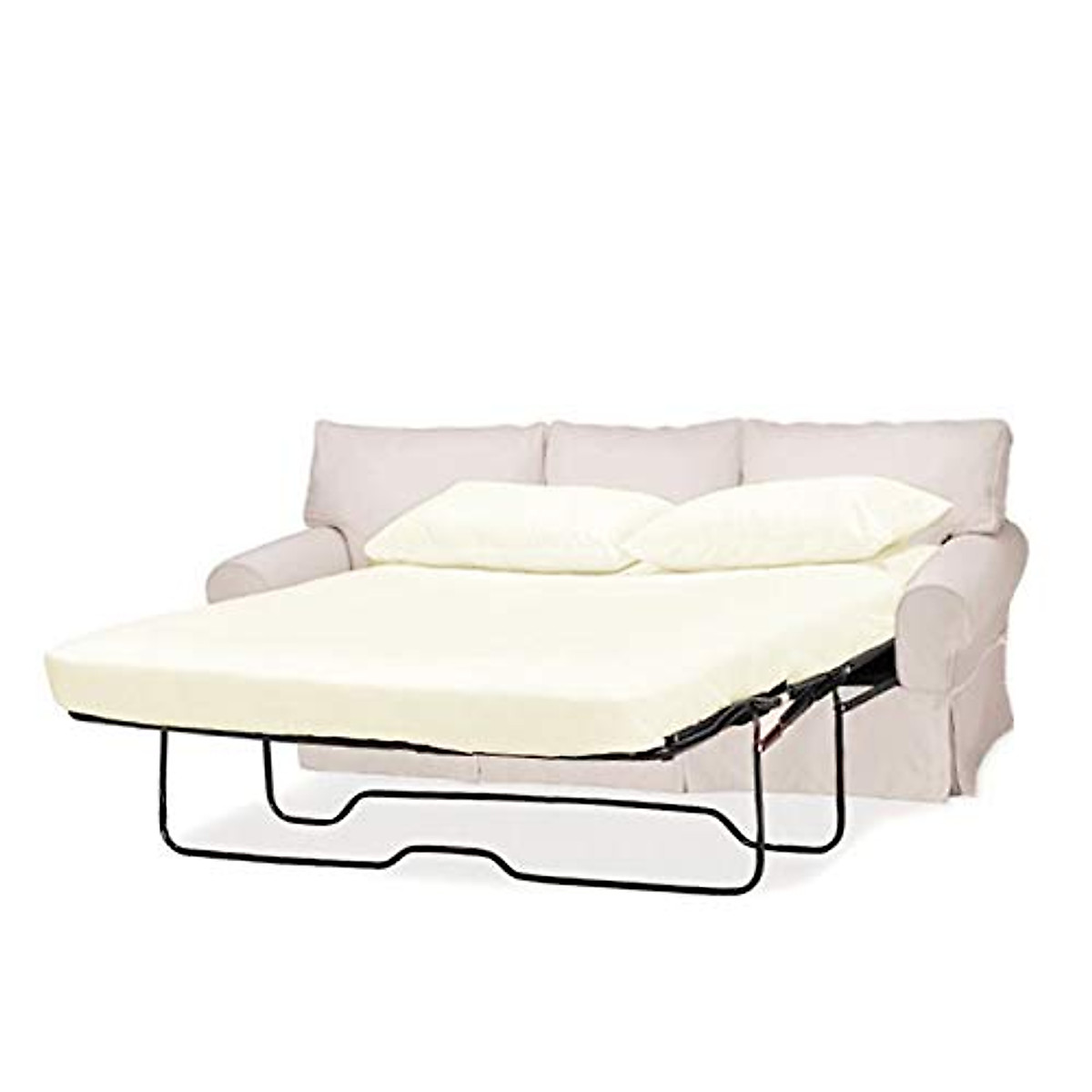 Dense Cotton Sleeper Cover. It Fits Pottery Barn PB Basic Three Seat Sleeper Sofa Bed. A Quality 3 Seater Sofa Bed Slipcover (White Durable)