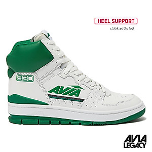Avia 830 Men’s Basketball Shoes, Retro Sneakers for Indoor or Outdoor, Street or Court - White/Dark Green/Medium Grey, 13 Medium