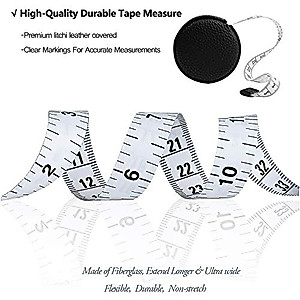 3m/120" Tape Measure Body Measuring Tape for Body Cloth Tape Measure for Sewing Fabric Tailors Medical Measurements Tape Dual Sided Leather Tape Measure Retractable (Black, 1 Pack)