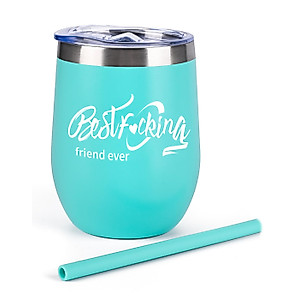 Birthday Gifts for Women Best Friends,BFF Gifts, Funny Friendship Gifts for Women, Birthday Gifts for Friends, Besties, Sister, Her, Woman - Wine Glass Tumbler - Mint (12 oz)