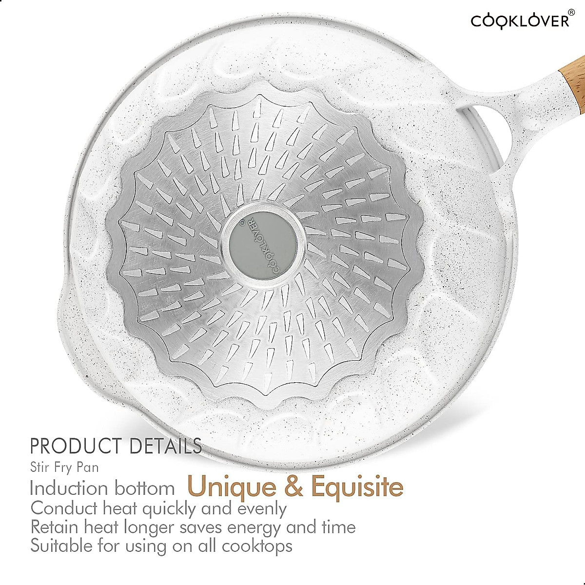 COOKLOVER Nonstick Frying Pan Induction Sauté Pan with Lid Pack-2-9.5 inch&11 inch- White