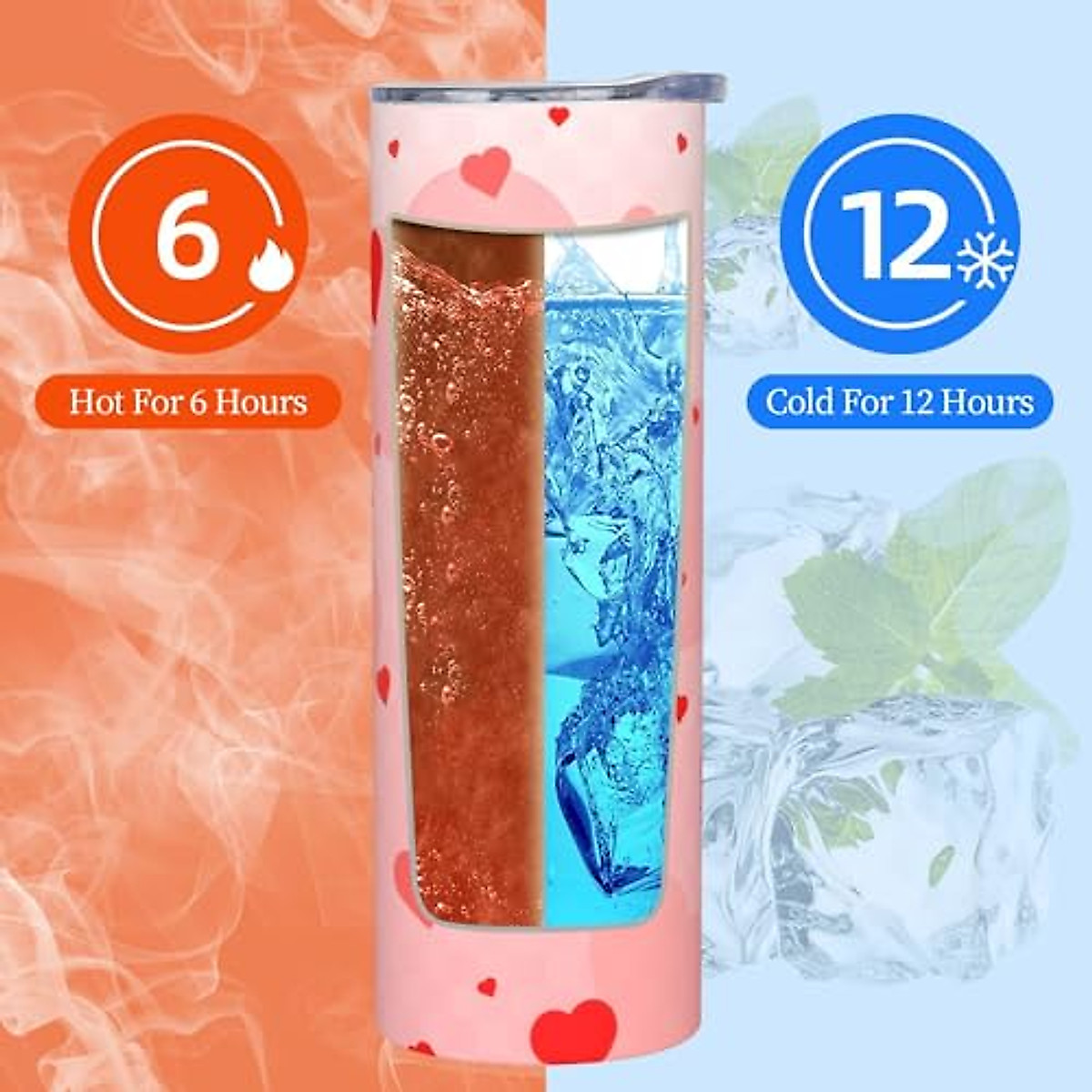 AFHYZY 20 oz Skinny Tumbler Reusable Coffee Travel Mug with Lids and Straws, Insulated Coffee Cups 20oz Stainless Steel Water Bottles Leak Proof for Home, Adults - Mother's Day